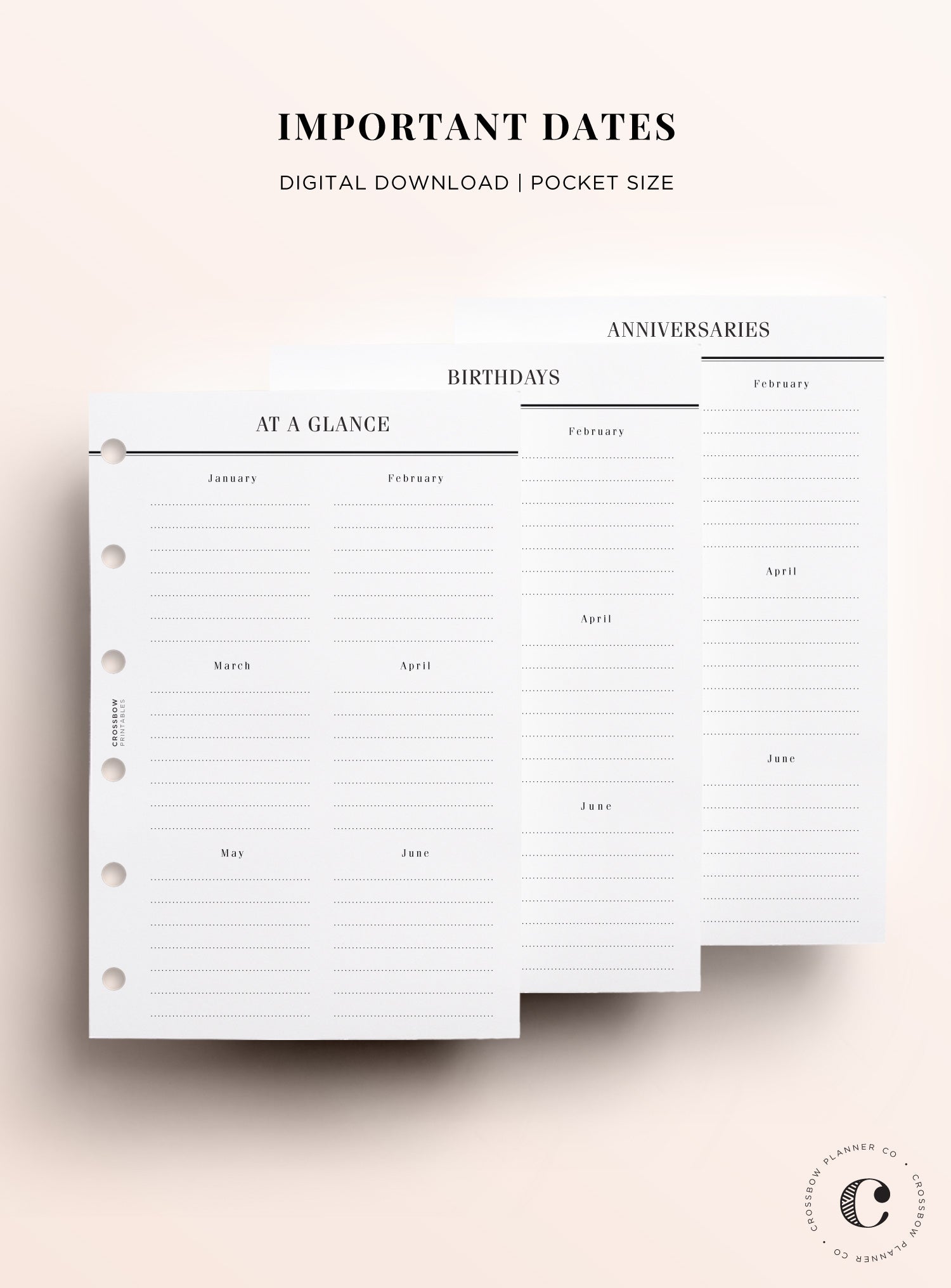 Printable Pocket Planner Inserts – Crossbow Planner Co.