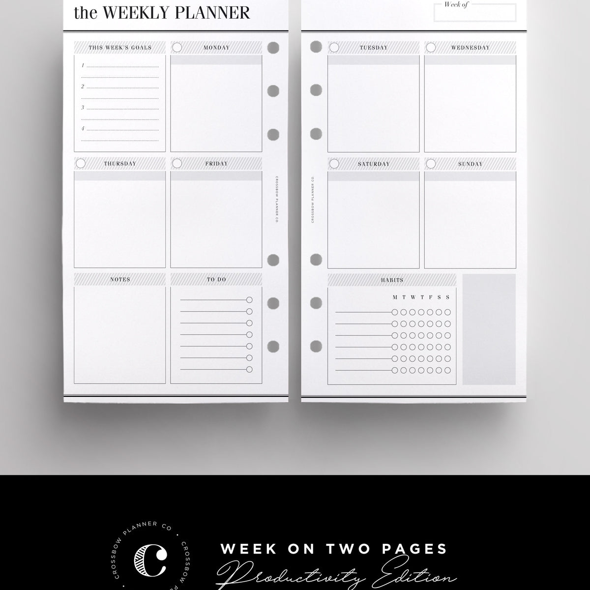 Week On Two Pages Personal Planner Inserts – Crossbow Planner Co.