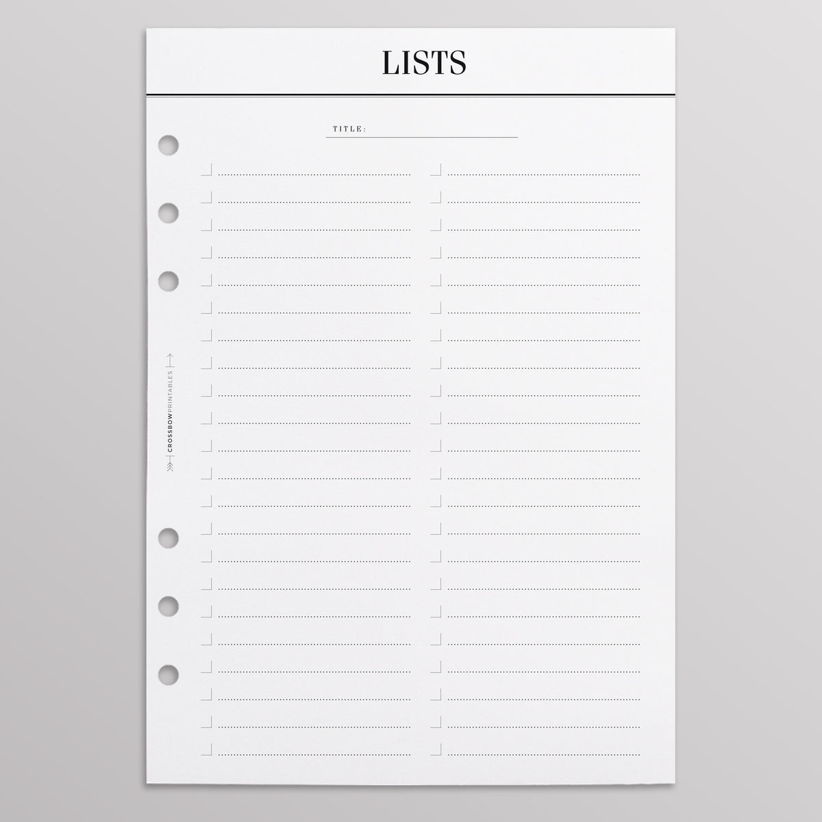 Double List: A5 Planner Inserts – Crossbow Planner Co.