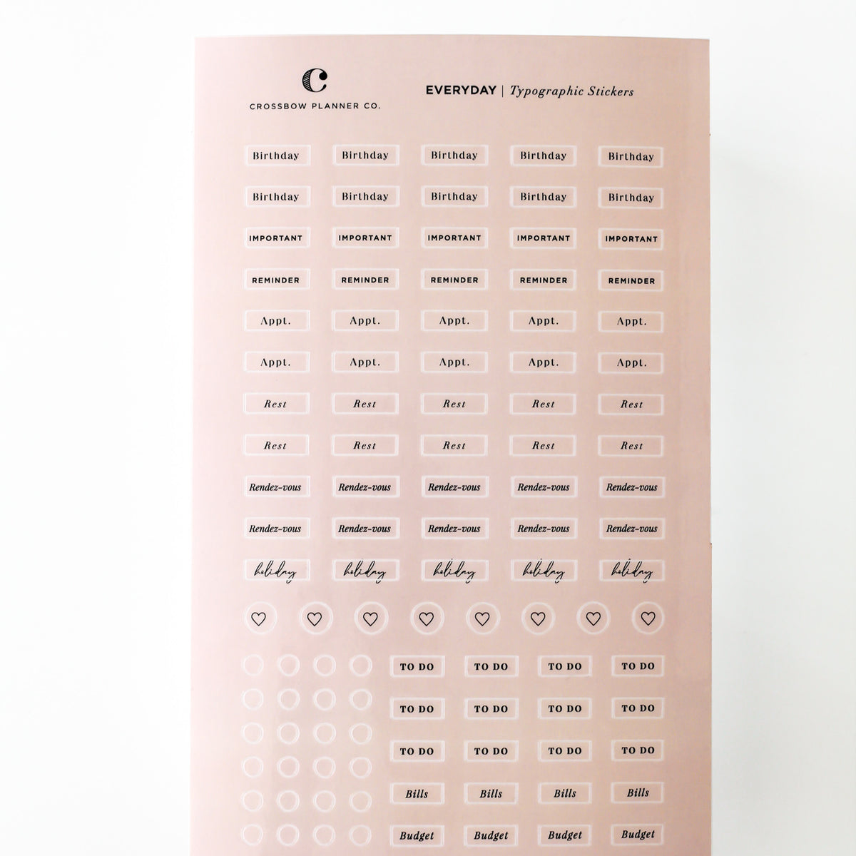 Everyday Typographic Sticker Set: Transparent Planner Stickers ...