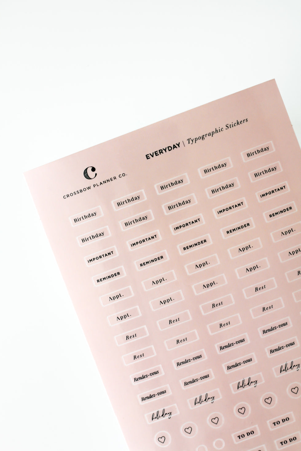 Everyday Typographic Sticker Set: Transparent Planner Stickers ...