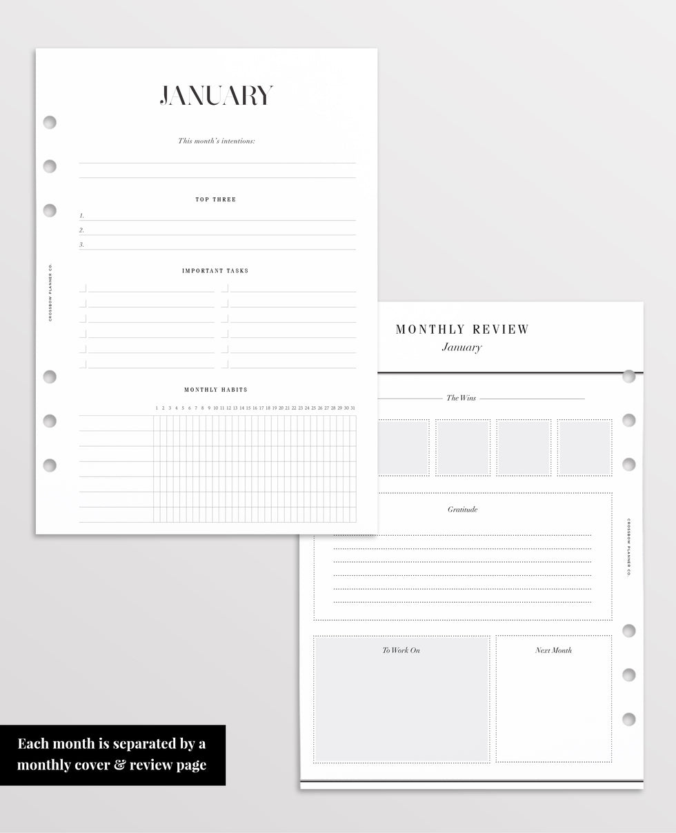 A5 Separable 2026 Monthly Planner Inserts | LV Large Agenda Refills ...