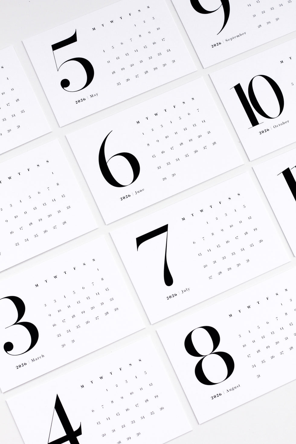 2026 Monthly Calendar Cards | Minimal Planner Accessories – Crossbow ...