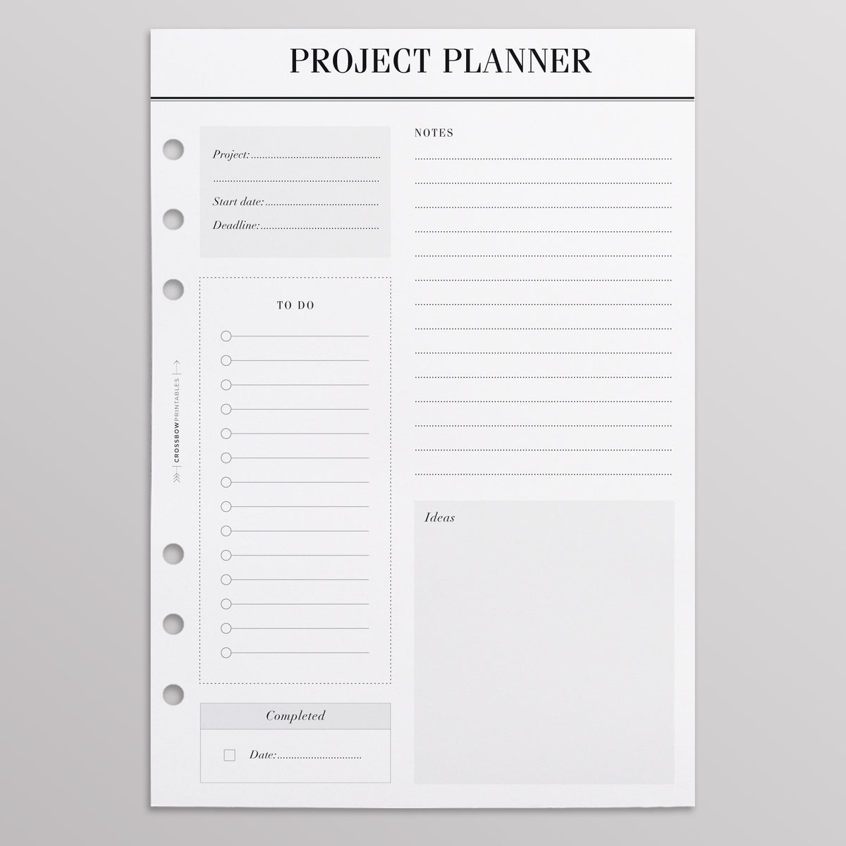 Project Planner: Printed A5 Inserts – Crossbow Planner Co.