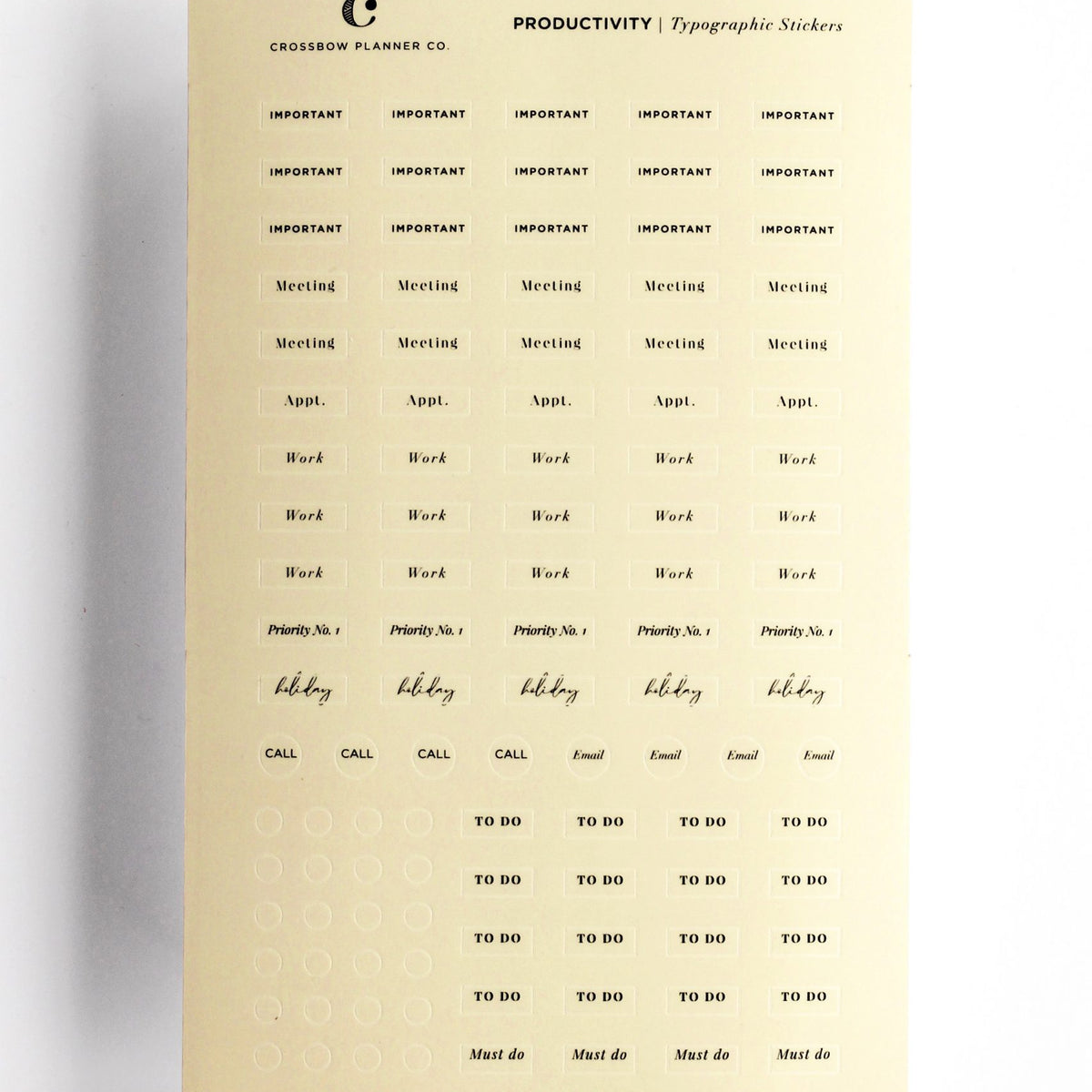 Productivity Typographic Sticker Set: Transparent Planner Stickers ...