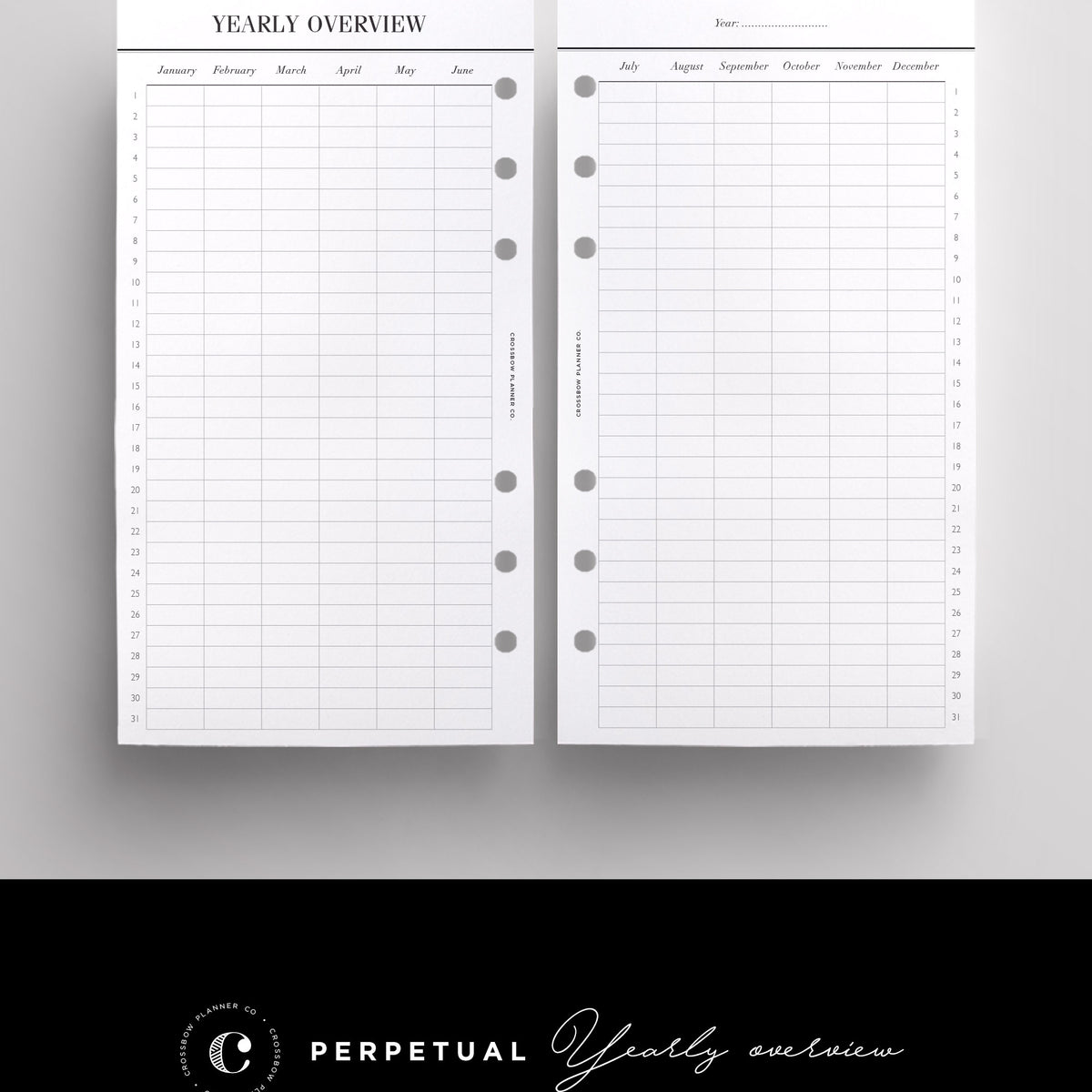 Yearly Overview: Personal Planner Inserts – Crossbow Planner Co.