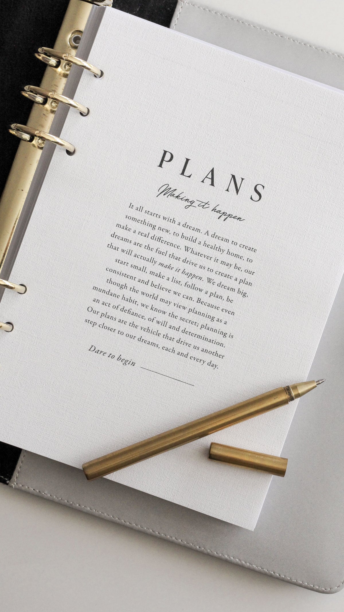 'Plans' Sheer Linen Planner Dashboard – Crossbow Planner Co.